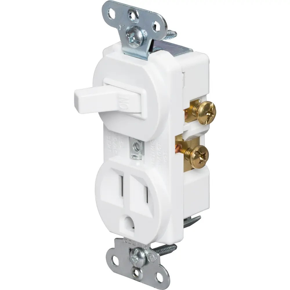 15 A 120/125 VAC Combination Receptacle, Single-Pole, White
