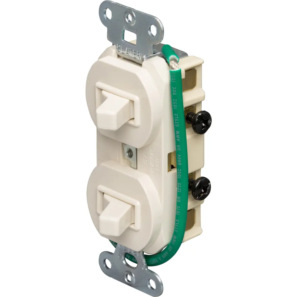 15 A 120/277 VAC (2) 3-Way Combination Switch, Light Almond
