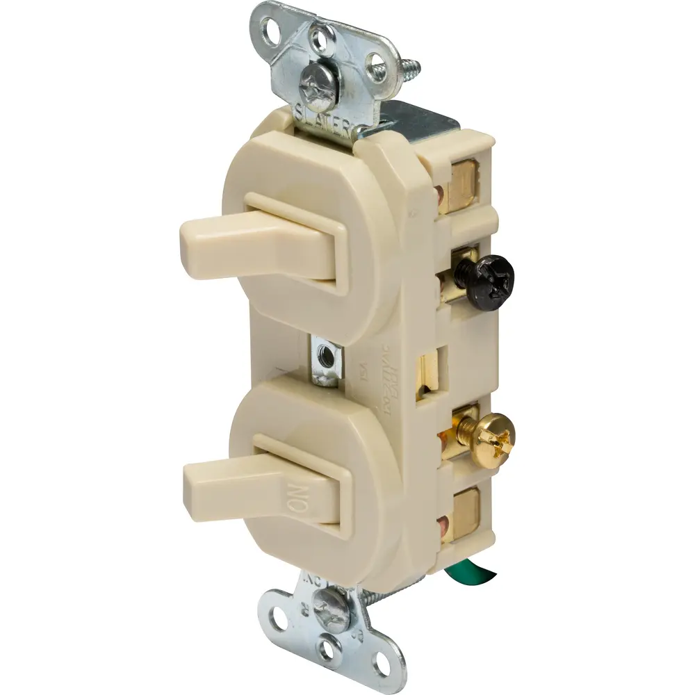 15 A 120/277 VAC (2) Single-Pole/3-Way Combination Switch, Ivory