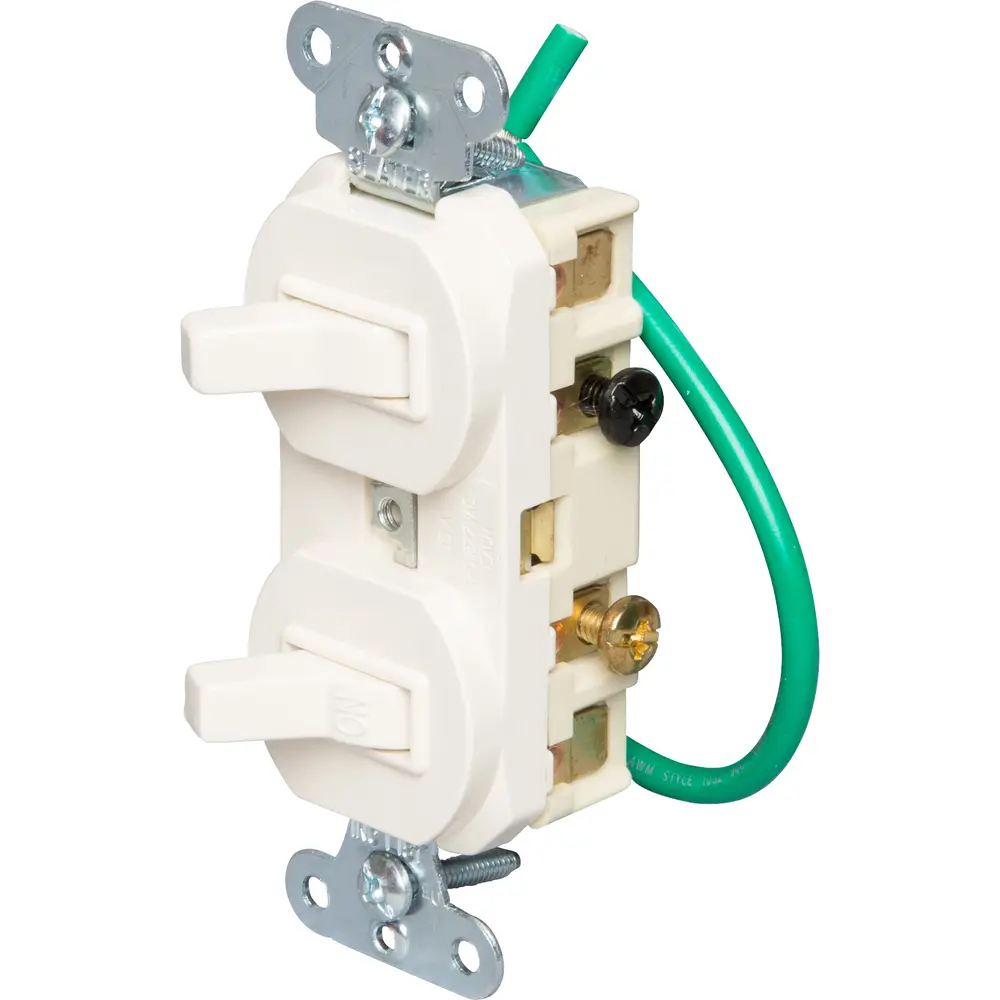 15 A 120/277 VAC (2) 3-Way Combination Switch, Light Almond
