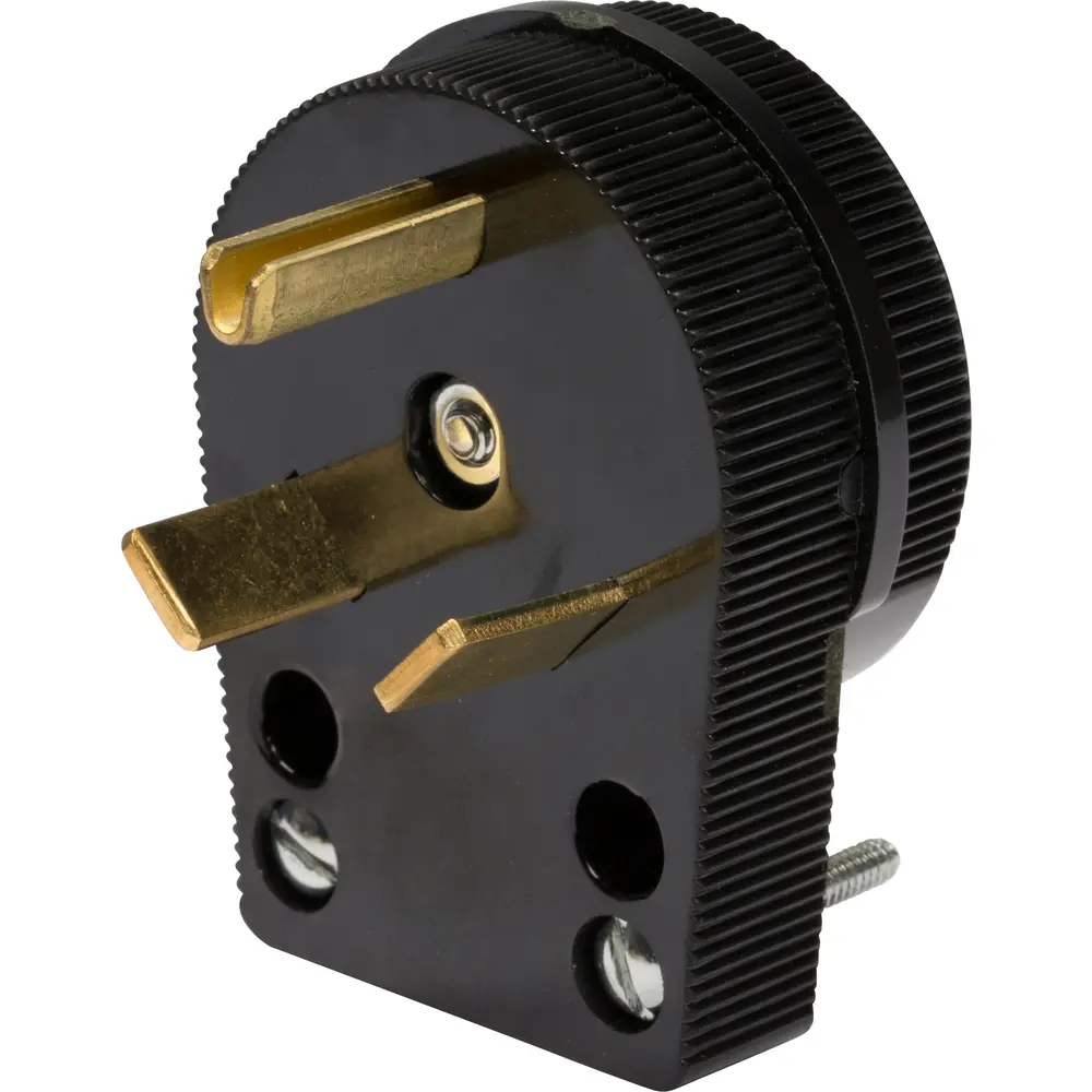30 A 125 VAC Tamper-Resistant Plug & Connector, Black