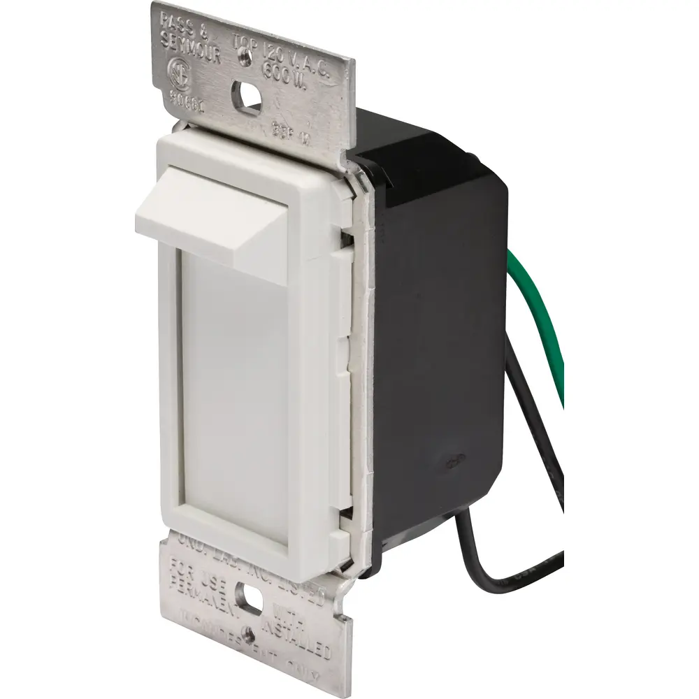 120 VAC Wide Slide Dimmer w/ Preset Switch, Single-Pole, 600 W, White