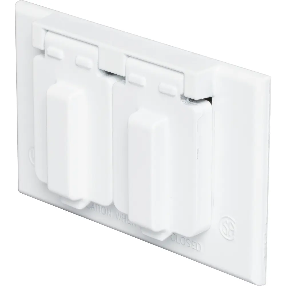 Single-Gang Weatherproof Duplex Receptacle Cover, Horizontal, White