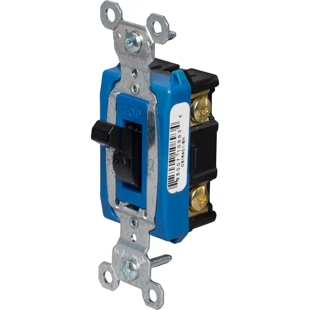 15A 120/277V Commercial Spec-Grade Toggle Switch, Single-Pole, Black