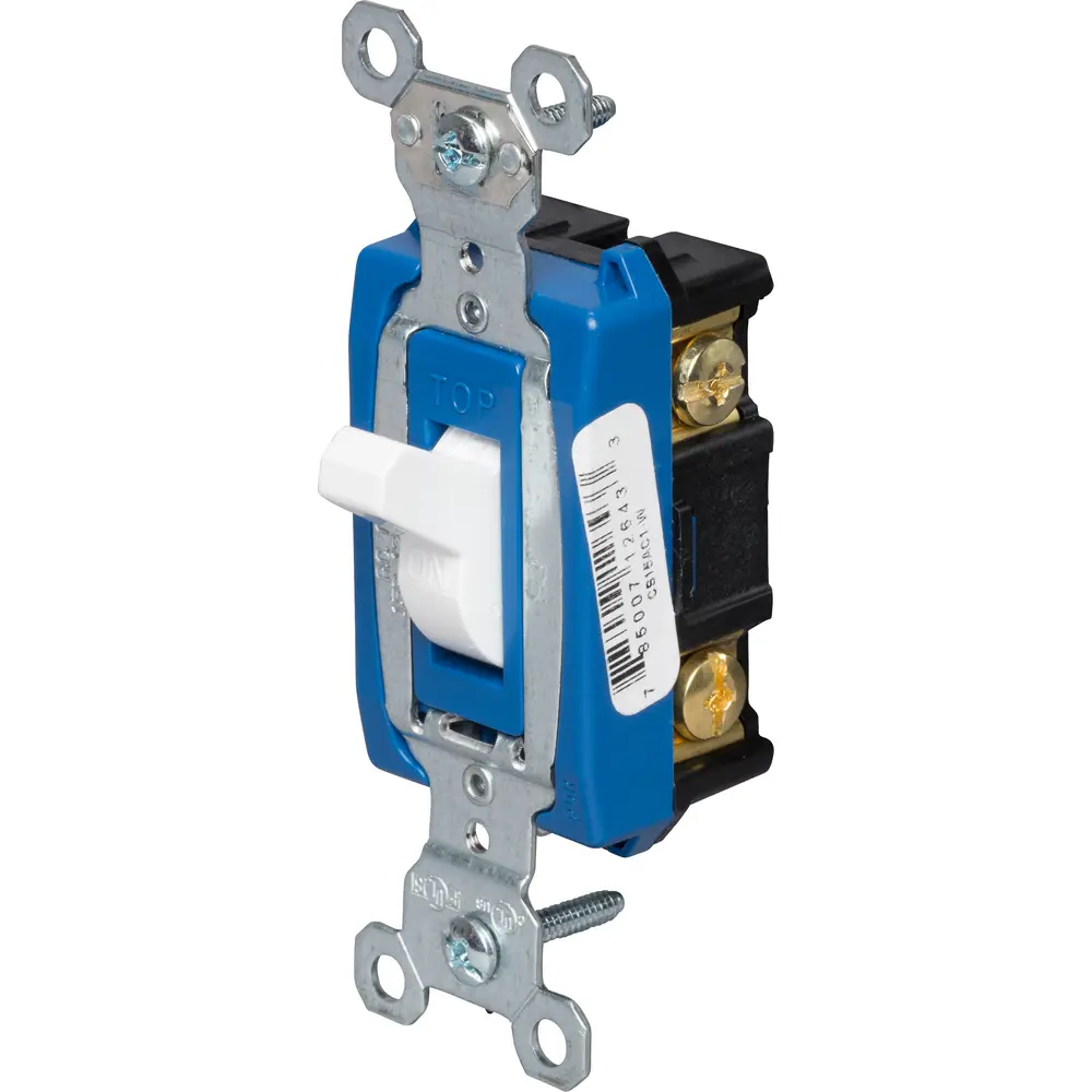 15A 120/277V Commercial Spec-Grade Toggle Switch, Single-Pole, White