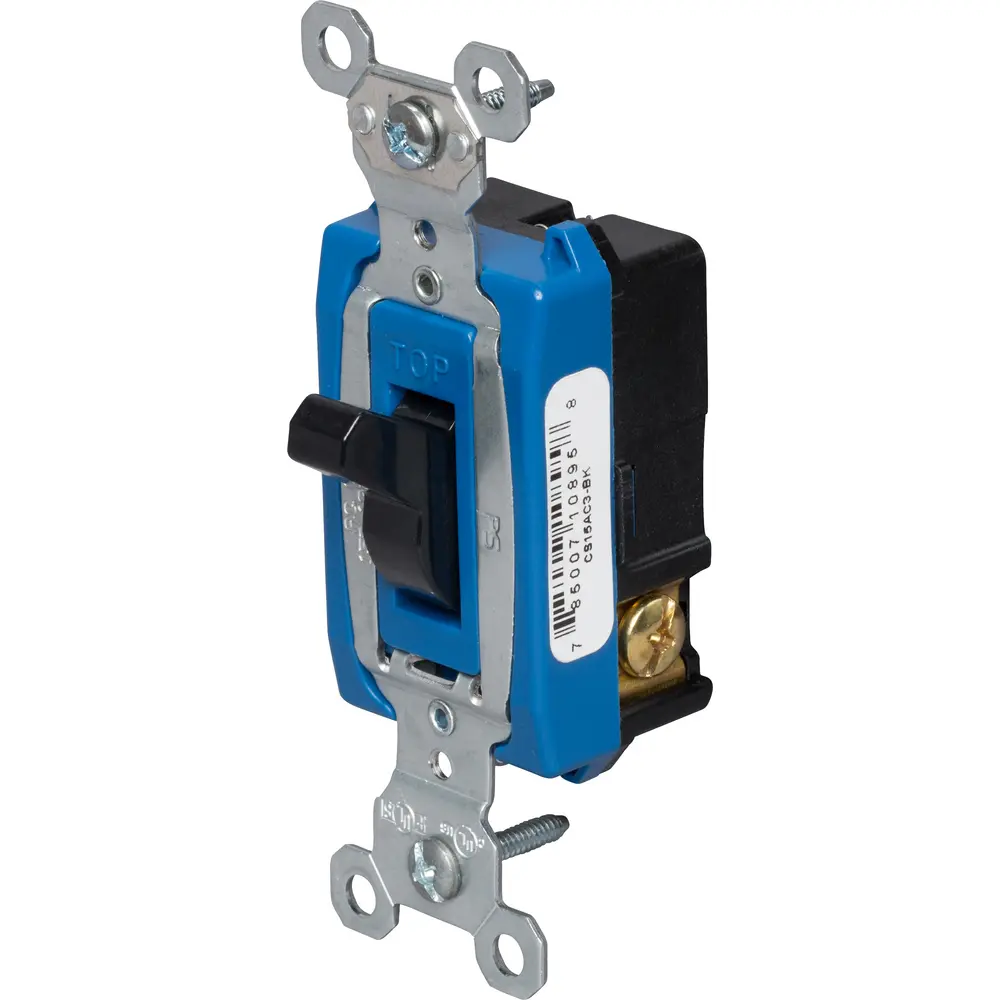 15A 120/277V Toggle Switch, 3-Way, Black
