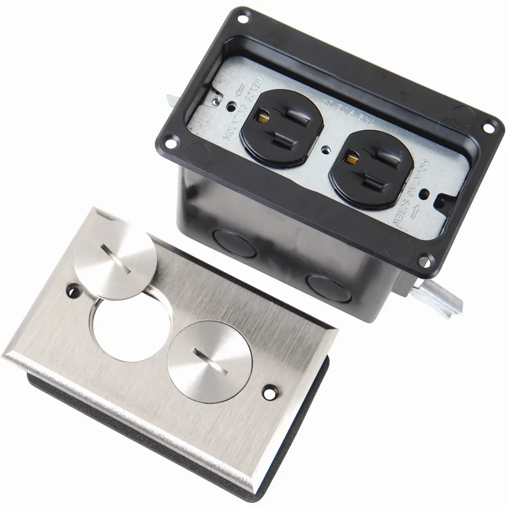 15A Single-Gang Tamper-Resistant Floor Box Assembly, Duplex Receptacle ...