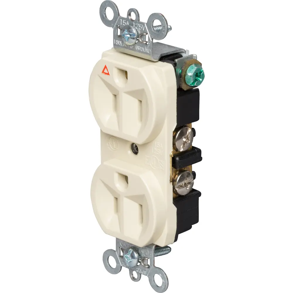 15A 125V 5-15R Isolated Ground Heavy-Duty Spec Grade Duplex Receptacle ...