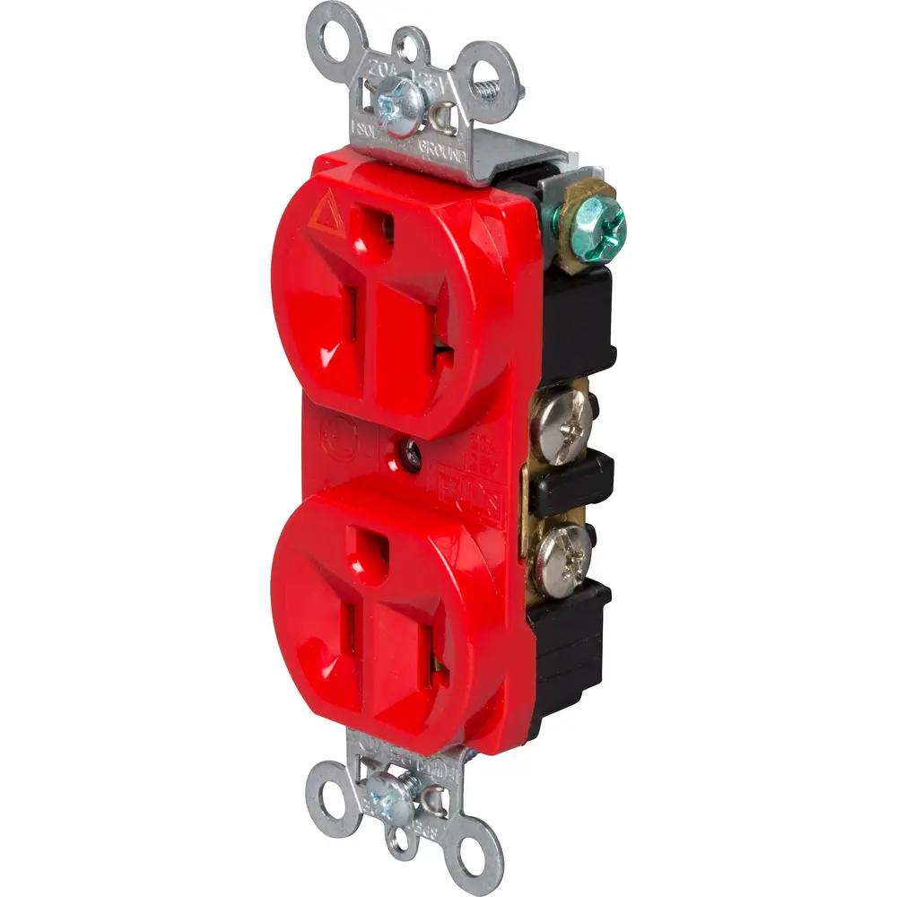 20A 125V 5-20R Isolated Ground Heavy-Duty Spec Grade Duplex Receptacle, Red