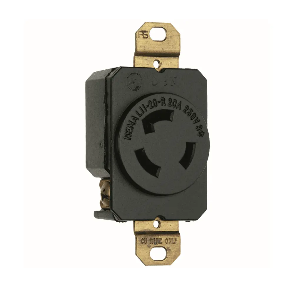 20A Turnlok® Single Receptacle, 250 VAC, 3-Wire, 3-Phase