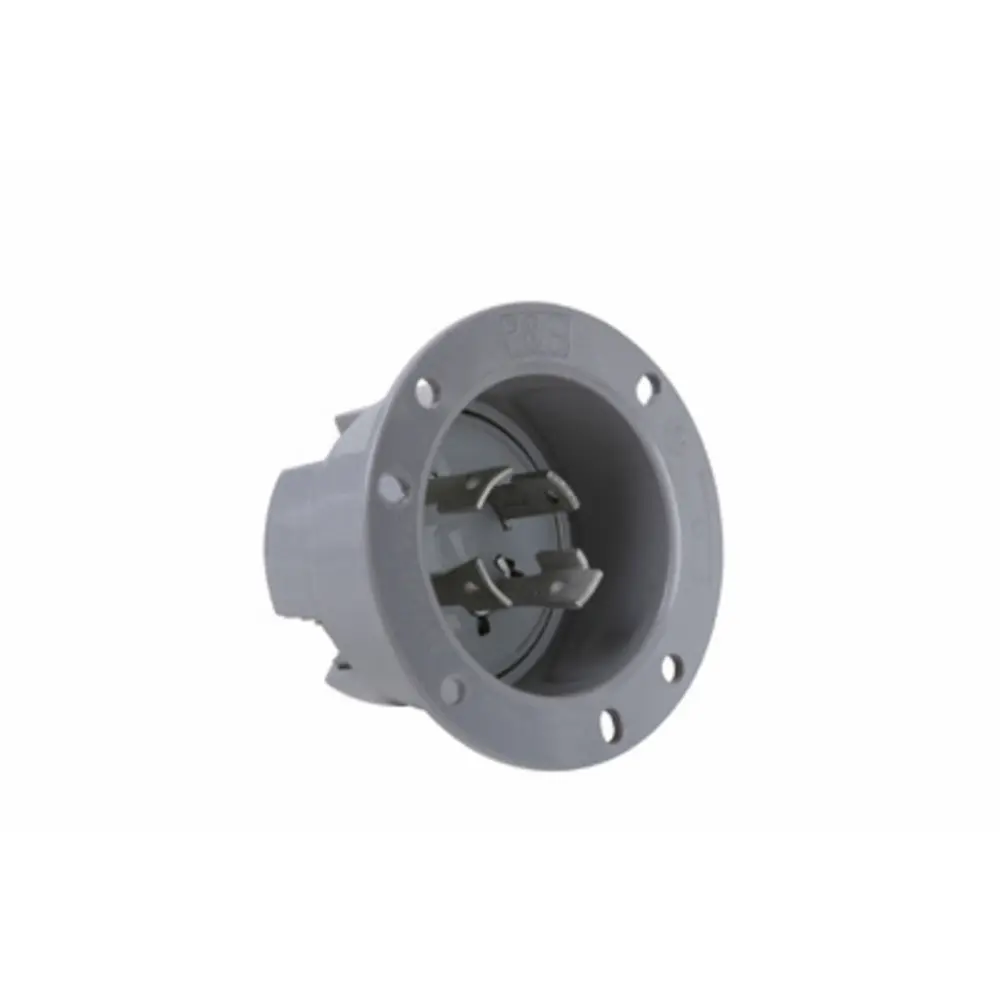 30A Flanged Inlet, NEMA L1530, 4-Wire, 250 VAC, Gray