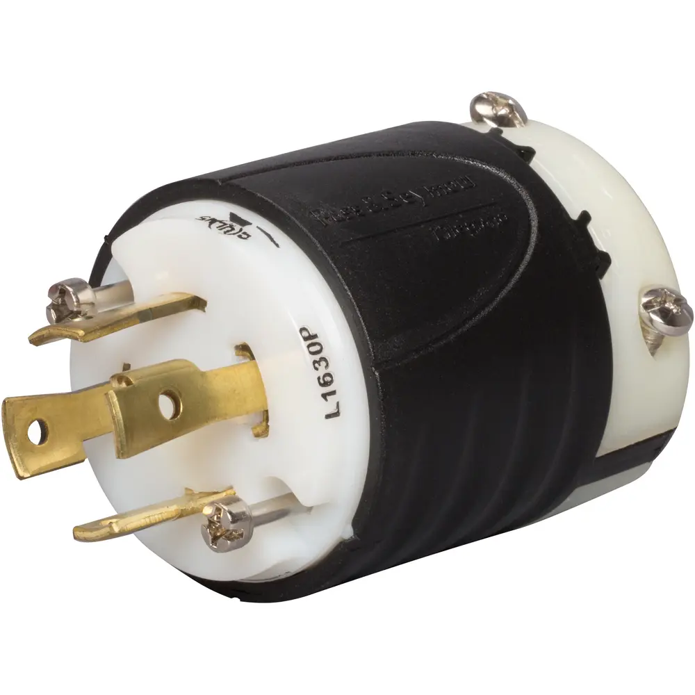 30 A 480 VAC Turnlok® Locking Plug, L16-30P, Black/White