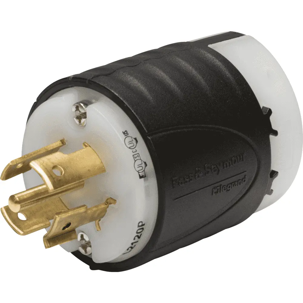 20 A 120/208 VAC Turnlok® Locking Plug, L21-20P, Black/White