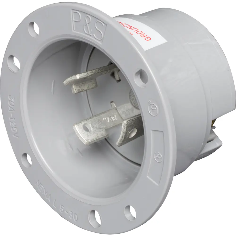 30 A 125 VAC NEMA L5-30P Flanged Inlet, Gray