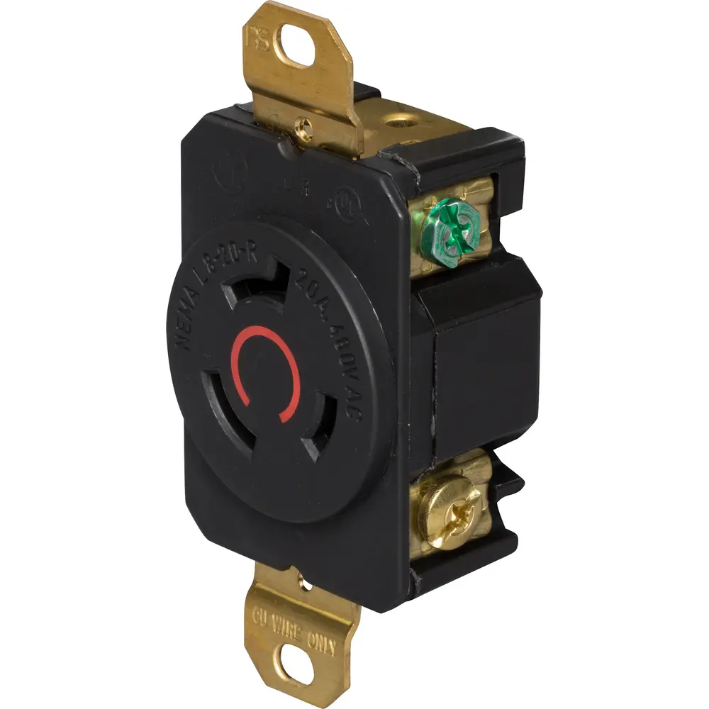 20A Turnlok® Industrial Spec Grade Single Receptacle, 480 VAC, 3-Wire