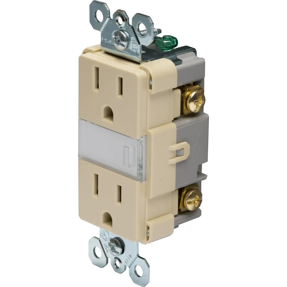 15 A 120/120 VAC Radiant® Tamper-Resistant Outlet w/ Night Light, Ivory