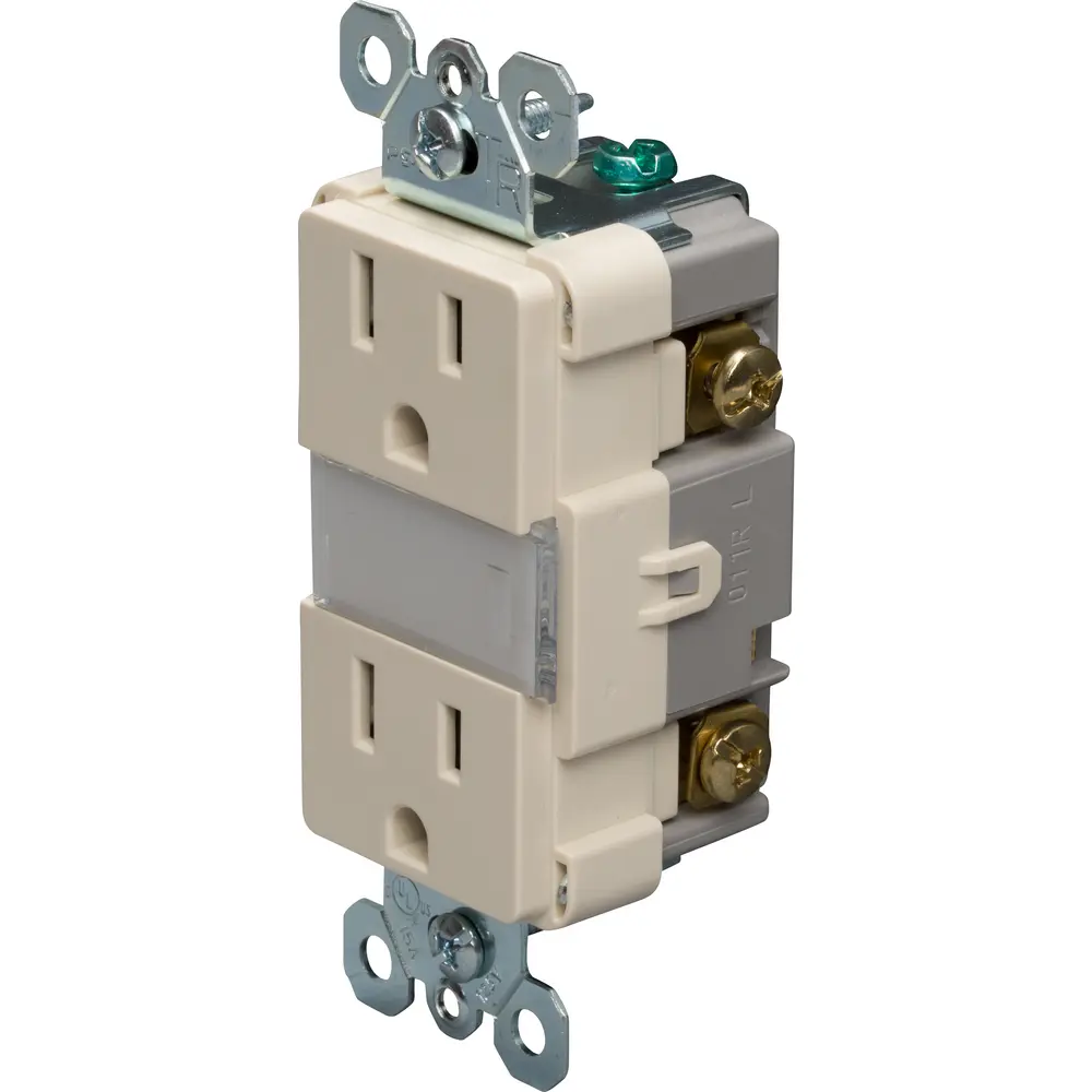 15 A 120/120 VAC Radiant® Tamper-Resistant Outlet w/ Night Light, Light ...