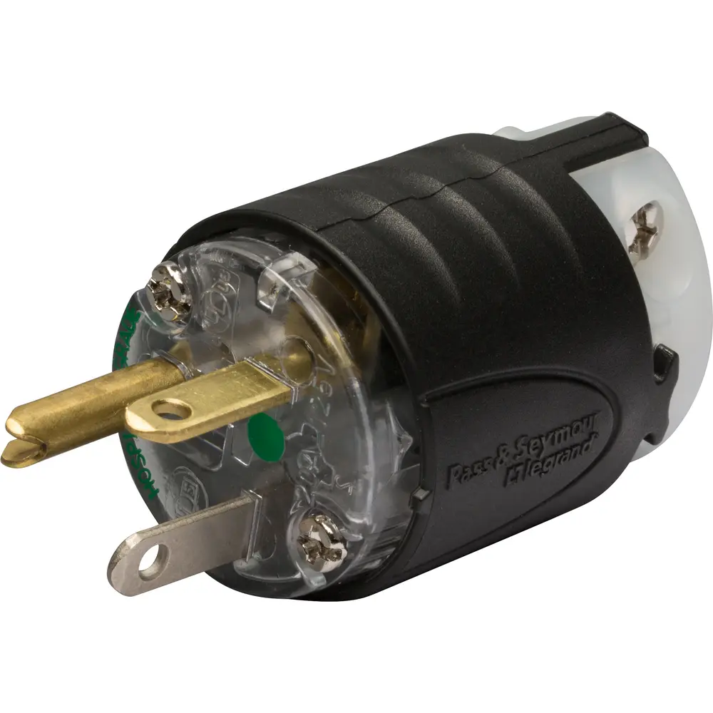 20A Extra-Hard Use Hospital-Grade Plug, 2-Pole, 3-Wire, 125 VAC, Black ...