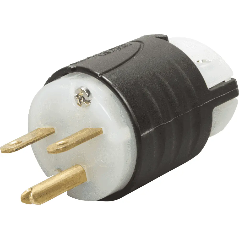 15 A 250 VAC Extra-Hard Use Spec-Grade Plug, 6-15P, Black/White