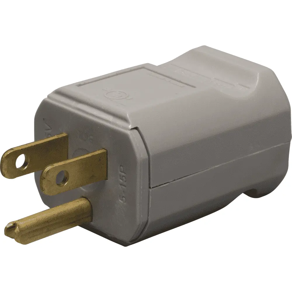 15A MaxGrip M3 Plug, 2-Pole, 3-Wire, 125 VAC, Gray