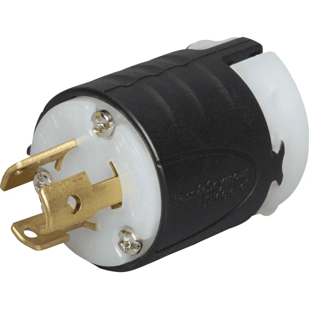 15 A 125 VAC Turnlok® Locking Plug, L5-15P, Black/White