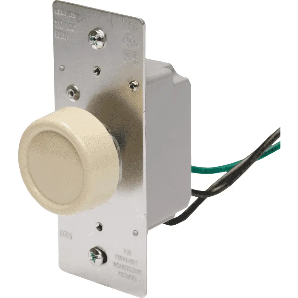 120 VAC R Series Preset Rotary Dimmer, 600 W, Single-Pole, Ivory