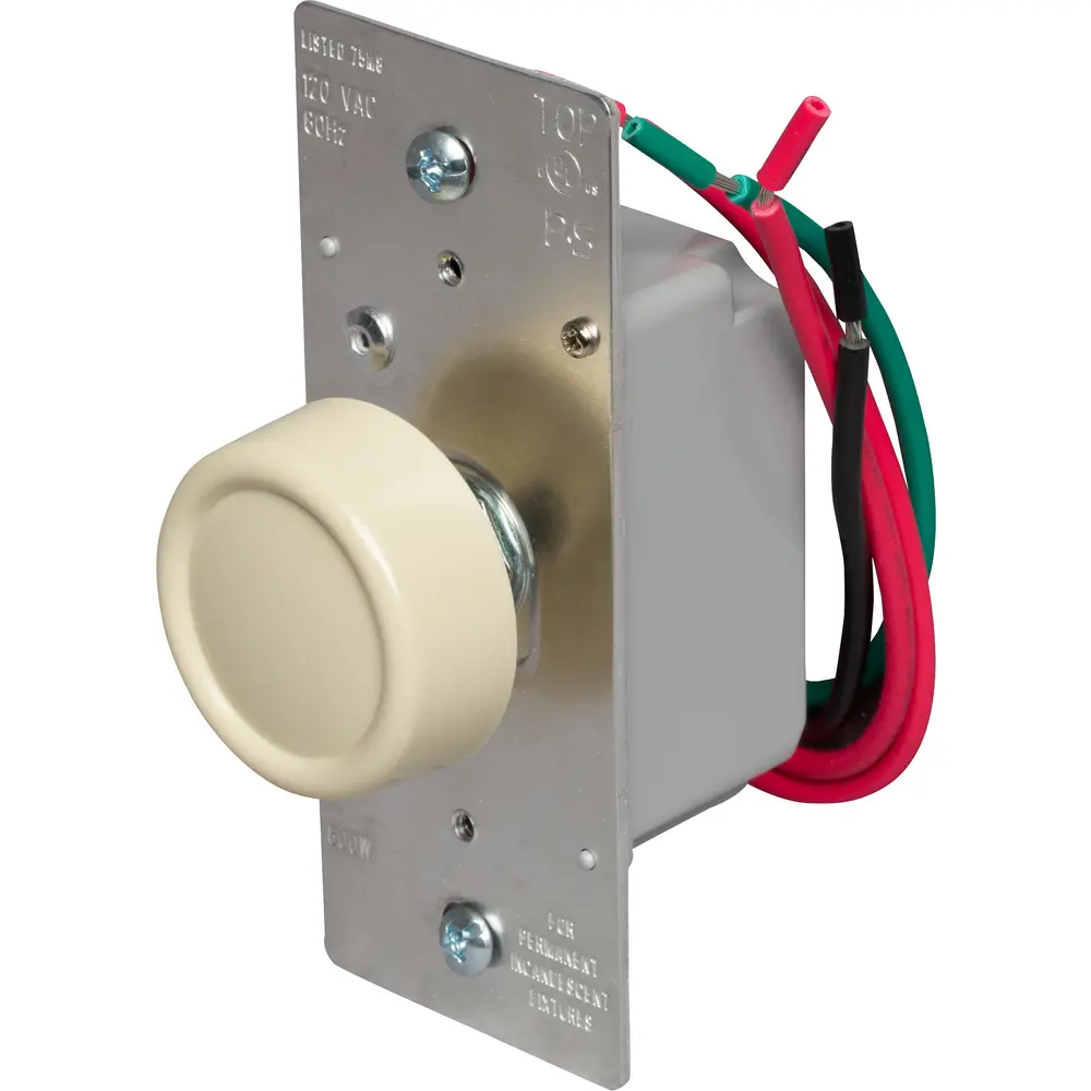 120 VAC R Series Preset Rotary Dimmer, 600 W, 3-Way, Ivory
