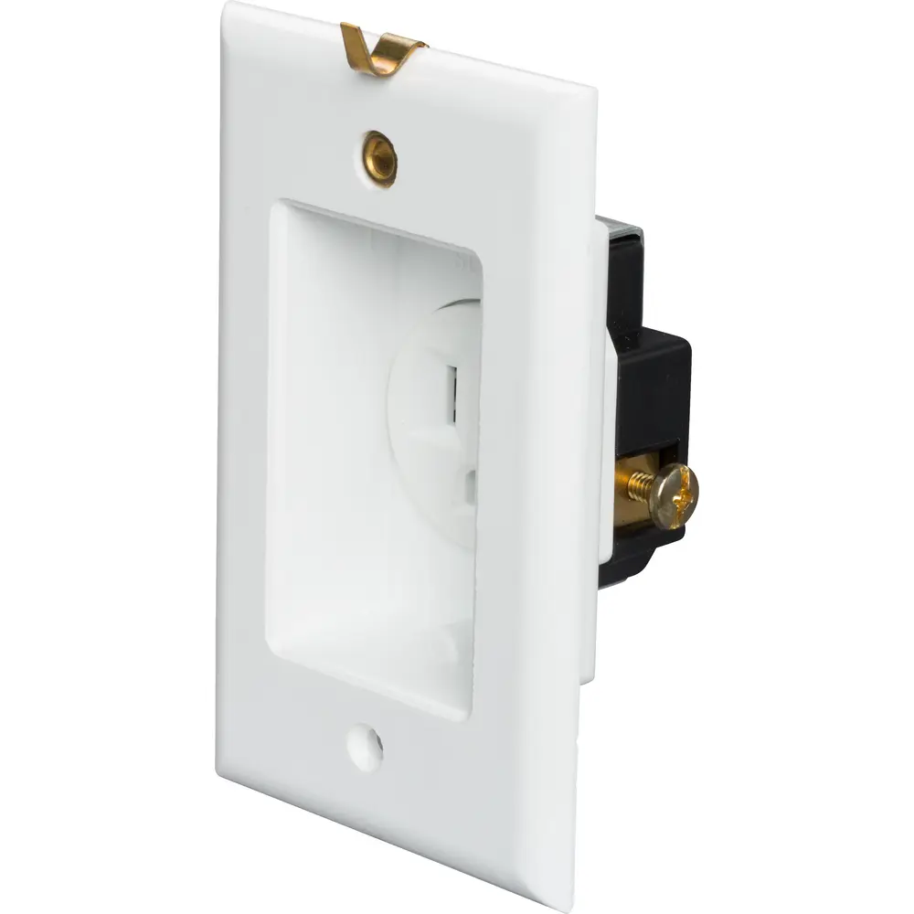 15 A 125 VAC 5-15R Clock Hanger Receptacle Recessed w/ Smooth Wall ...