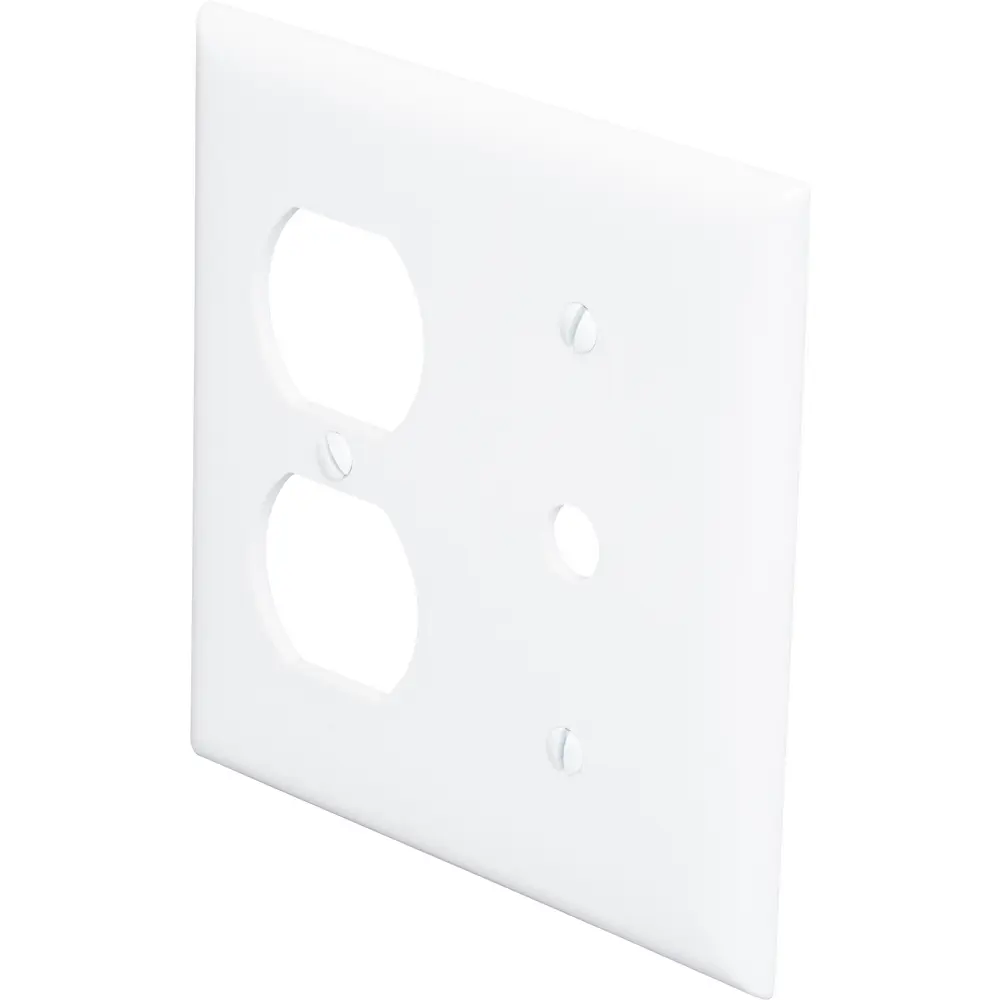 2-Gang Combination Wall Plate, (1) Telephone/(1) Duplex, White