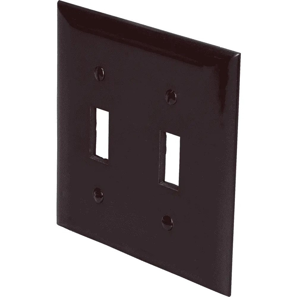 2-Gang (2) Toggle Switch Wall Plate, Thermoset, Brown