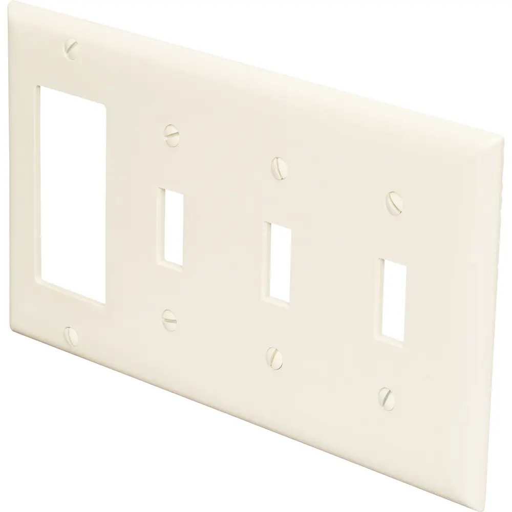 4-Gang Combination Wall Plate, (3) Toggle/(1) Decorator, Ivory
