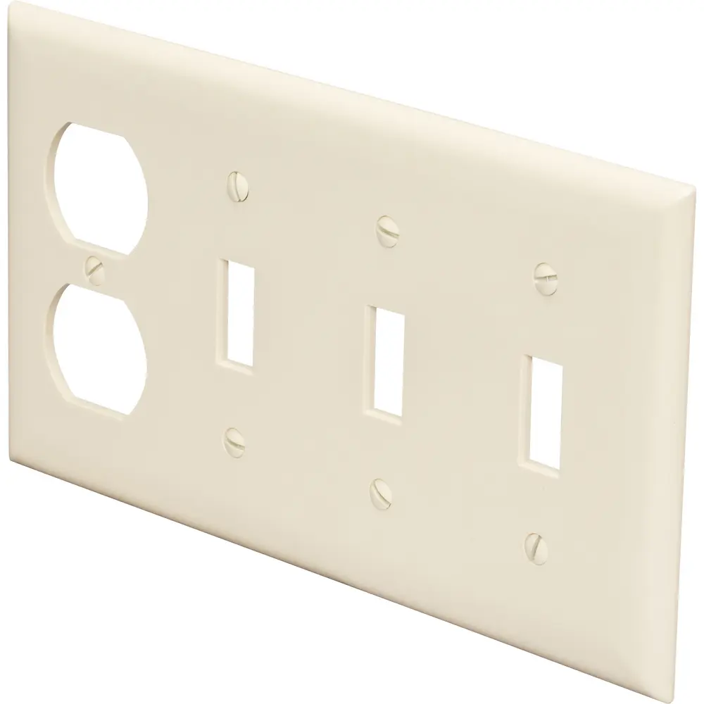 4-Gang Combination Wall Plate, (3) Toggle/(1) Duplex, Thermoset, Ivory
