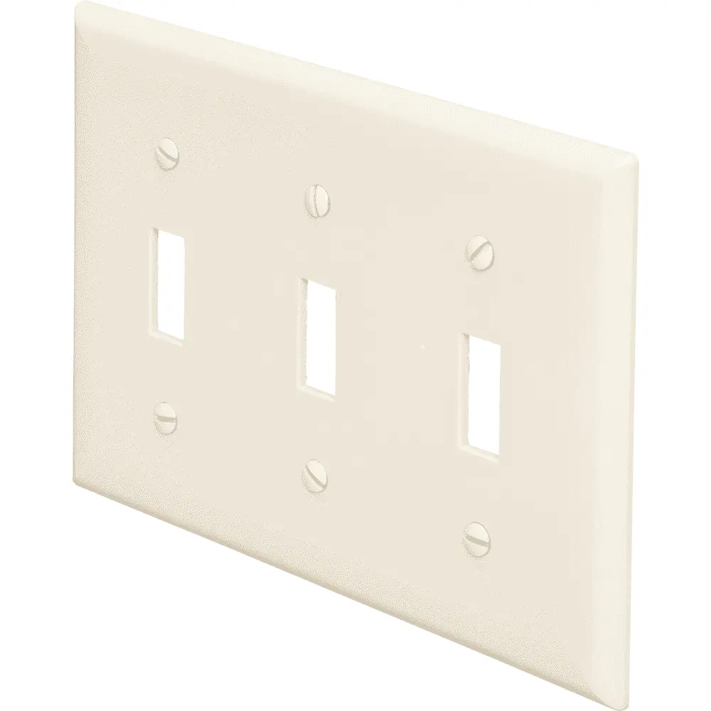 3-Gang (3) Toggle Switch Wall Plate, Thermoset, Ivory