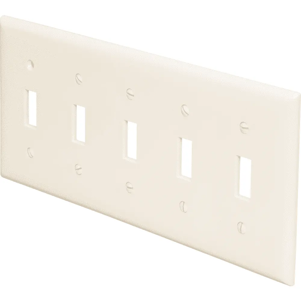 5-Gang (5) Toggle Switch Wall Plate, Thermoset, Ivory