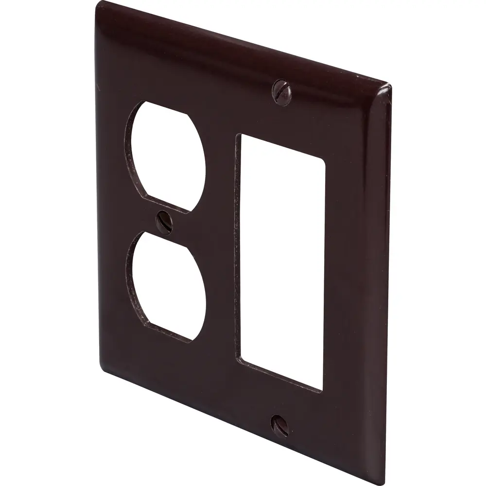 2-Gang Combination Wall Plate, (1) Duplex/(1) Decorator, Brown