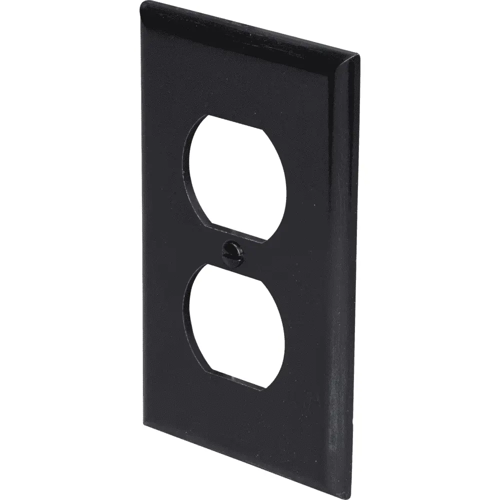 Single-Gang (1) Duplex Receptacle Wall Plate, Thermoset, Black