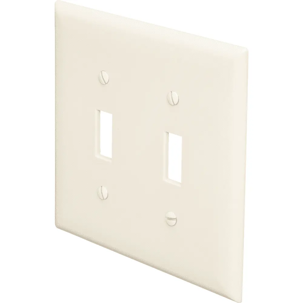 2-Gang Toggle Switch Wall Plate, Junior-Jumbo, Thermoset, Ivory