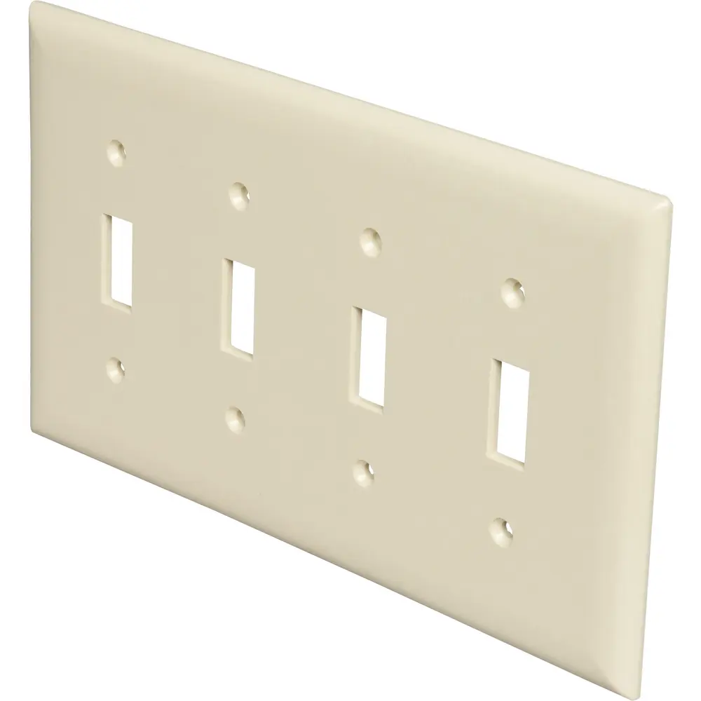 4-Gang (4) Toggle Switch Wall Plate, Junior-Jumbo, Thermoset, Ivory