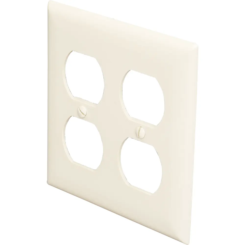 2-Gang (2) Duplex Receptacle Wall Plate, Junior-Jumbo, Thermoset, Ivory