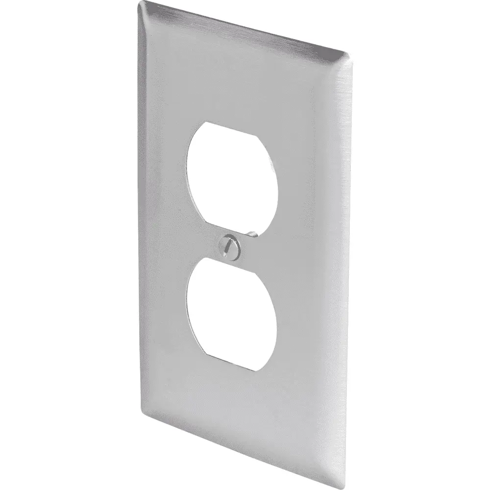 2-Gang Receptacle Wall Plate, Junior-Jumbo, Stainless Steel