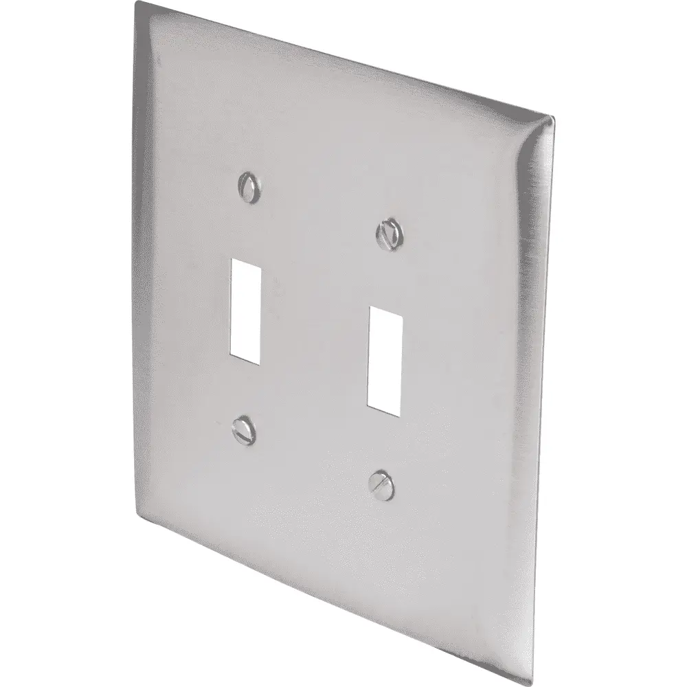 2-Gang Toggle Switch Wall Plate, Jumbo, Stainless Steel