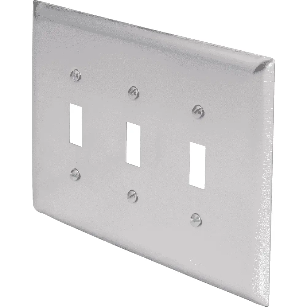 3-Gang Toggle Switch Wall Plate, Jumbo, Stainless Steel