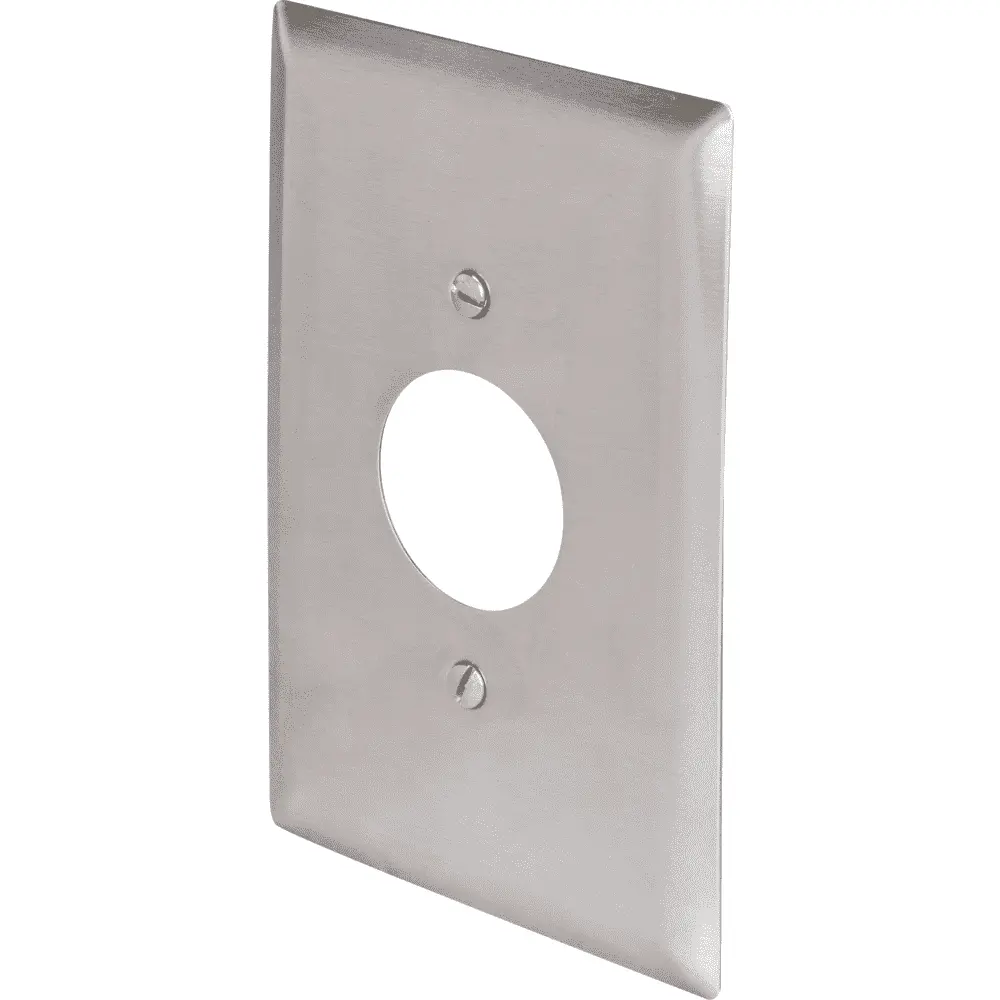 Single-Gang Receptacle Wall Plate, Jumbo, Stainless Steel
