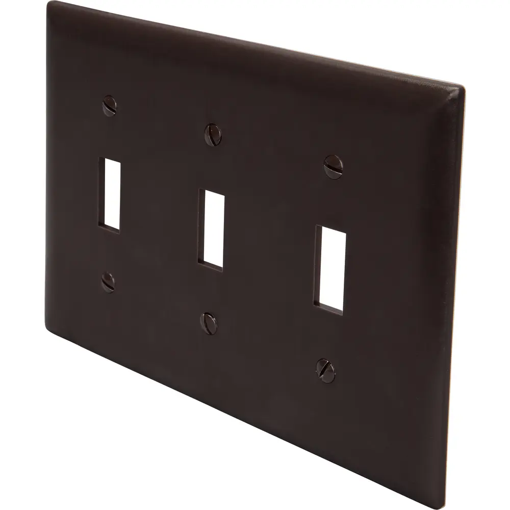 3-Gang TradeMaster® (3) Toggle Switch Wall Plate, Nylon, Brown