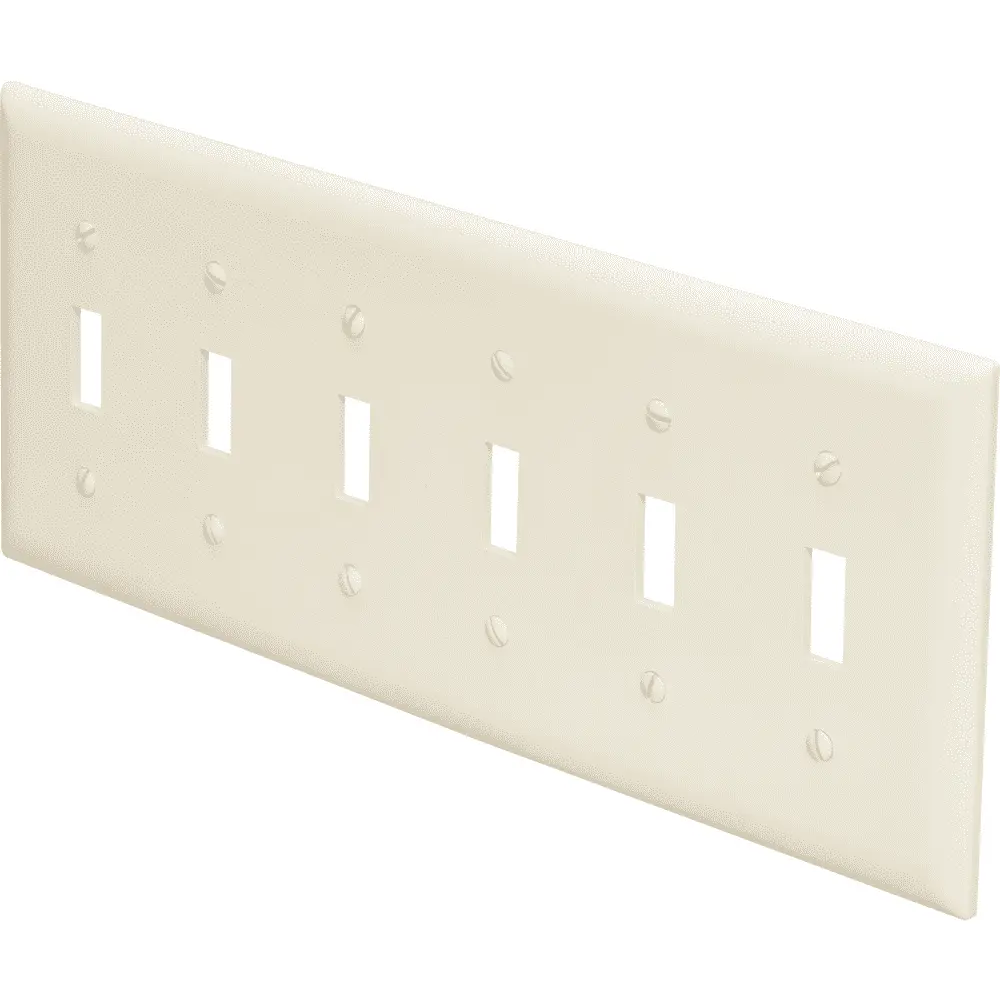 6-Gang TradeMaster® (6) Toggle Switch Wall Plate, Nylon, Ivory