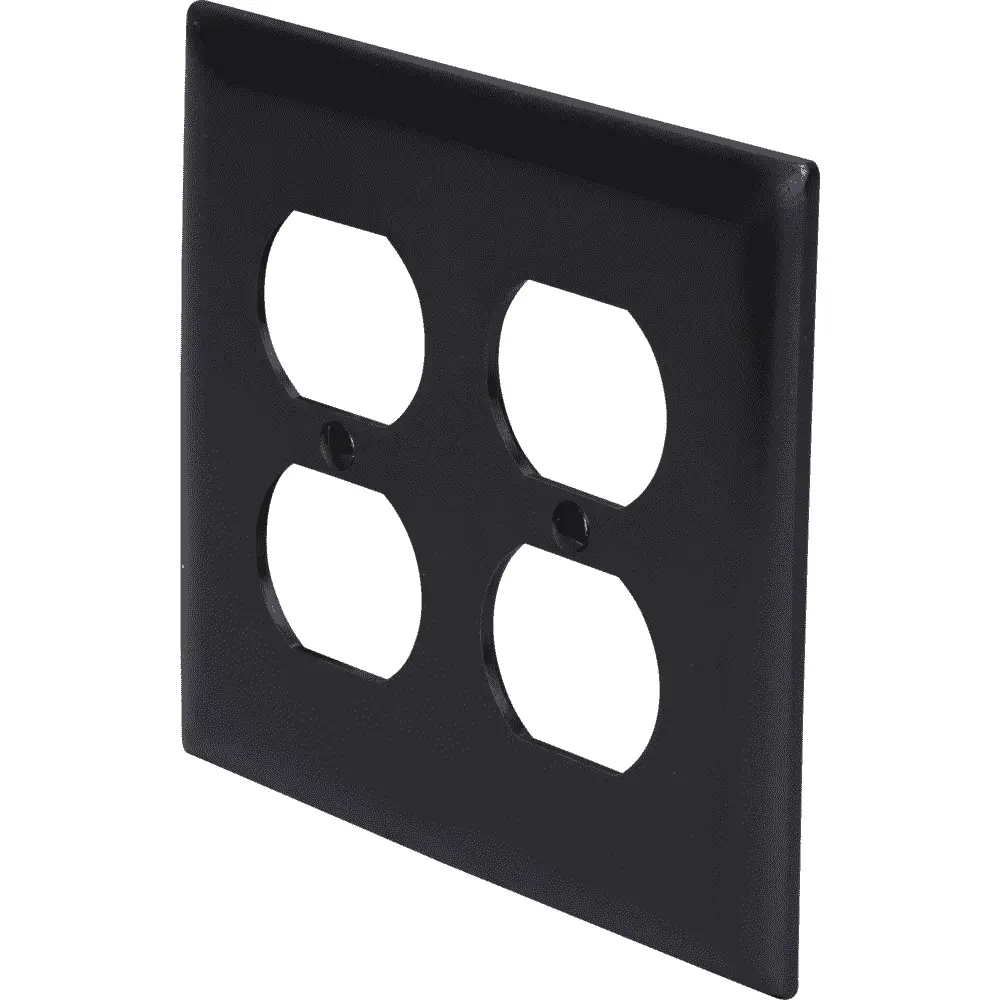 2-Gang TradeMaster® (2) Duplex Receptacle Wall Plate, Nylon, Black