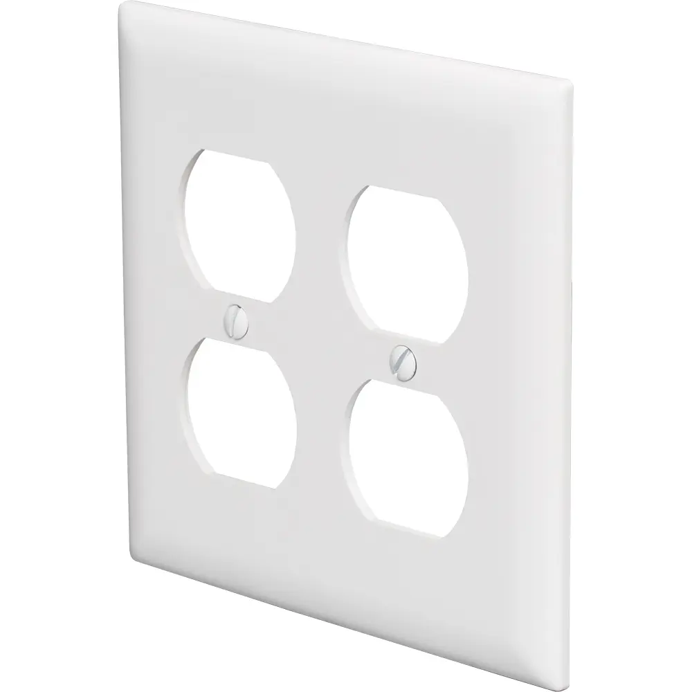 2-Gang TradeMaster® (2) Duplex Receptacle Wall Plate, Nylon, White