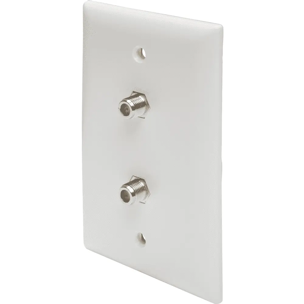 Single-Gang (2) F-Connector Plate, Pre-Configured, White