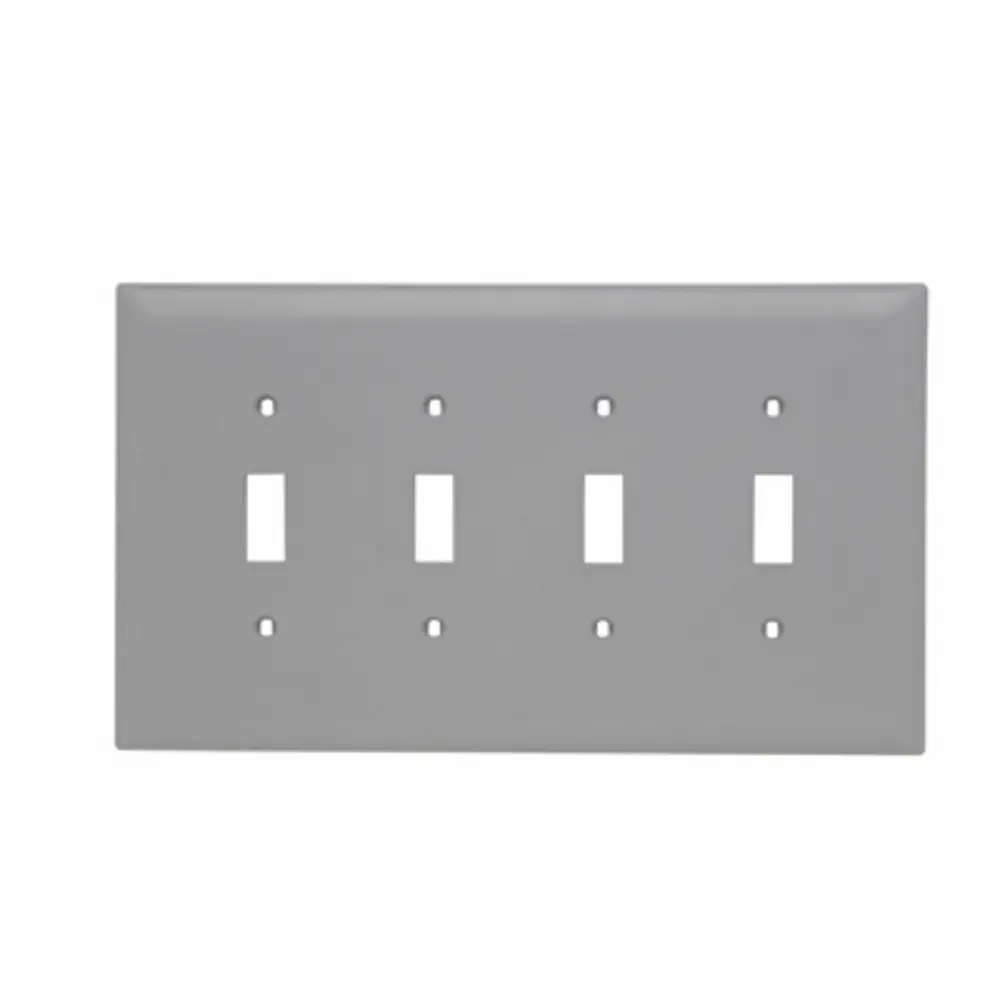 4-Gang TradeMaster® (4) Toggle Switch Wall Plate, Nylon, Jumbo, Gray