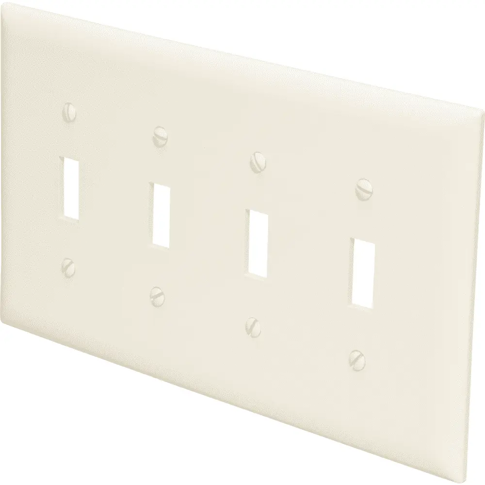 4-Gang TradeMaster® (4) Toggle Switch Wall Plate, Nylon, Jumbo, Ivory